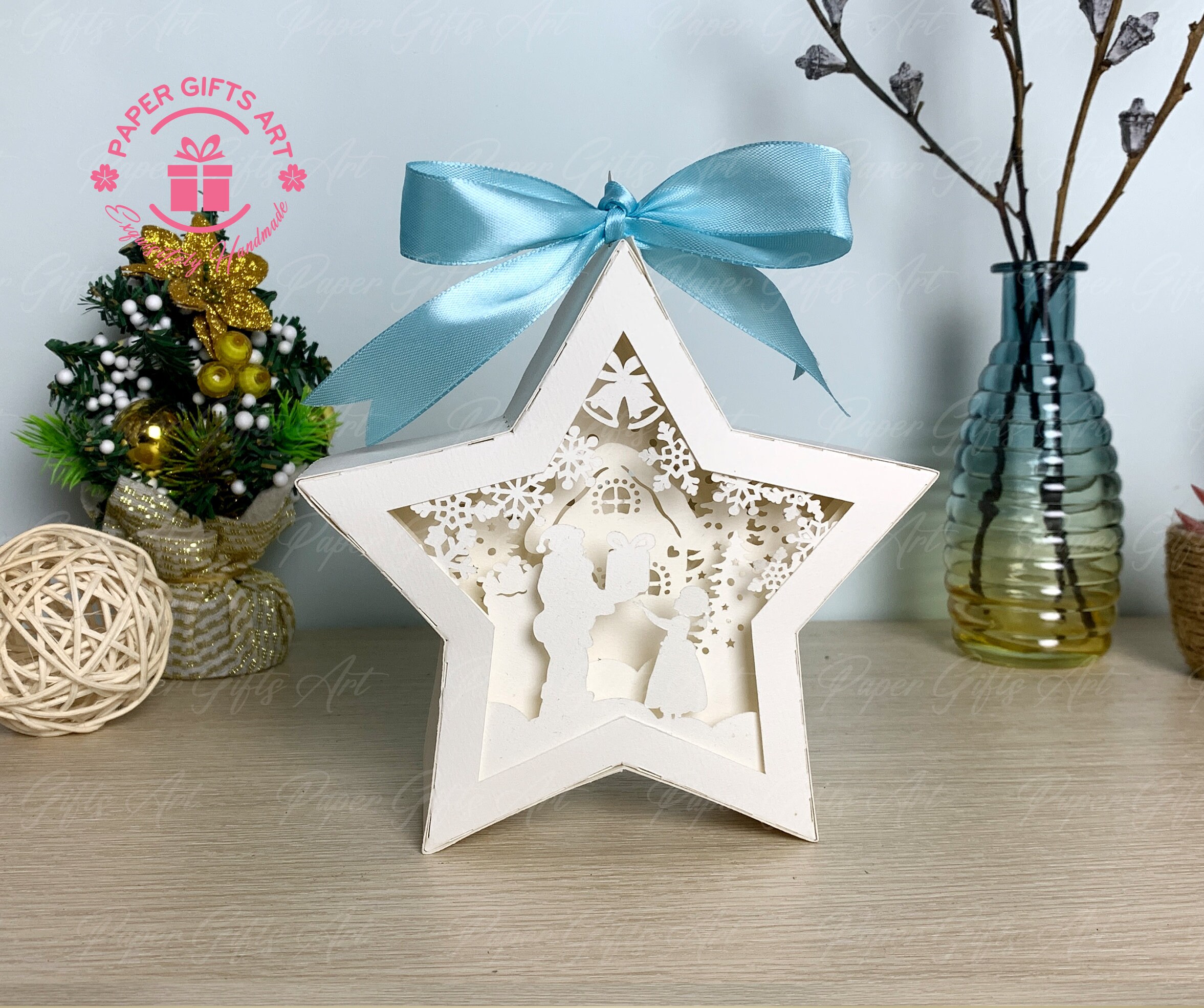 Combo 3 Star SVG Paper Cut Star Template for Merry Christmas - Etsy