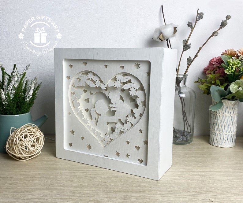 Plantilla SVG de cuadro de sombra de madres y bebés Plantilla de caja ...