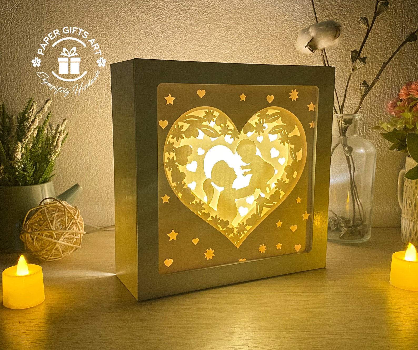 Mothers and Baby Shadow Box SVG Template- Paper Cut Lightbox Template ...