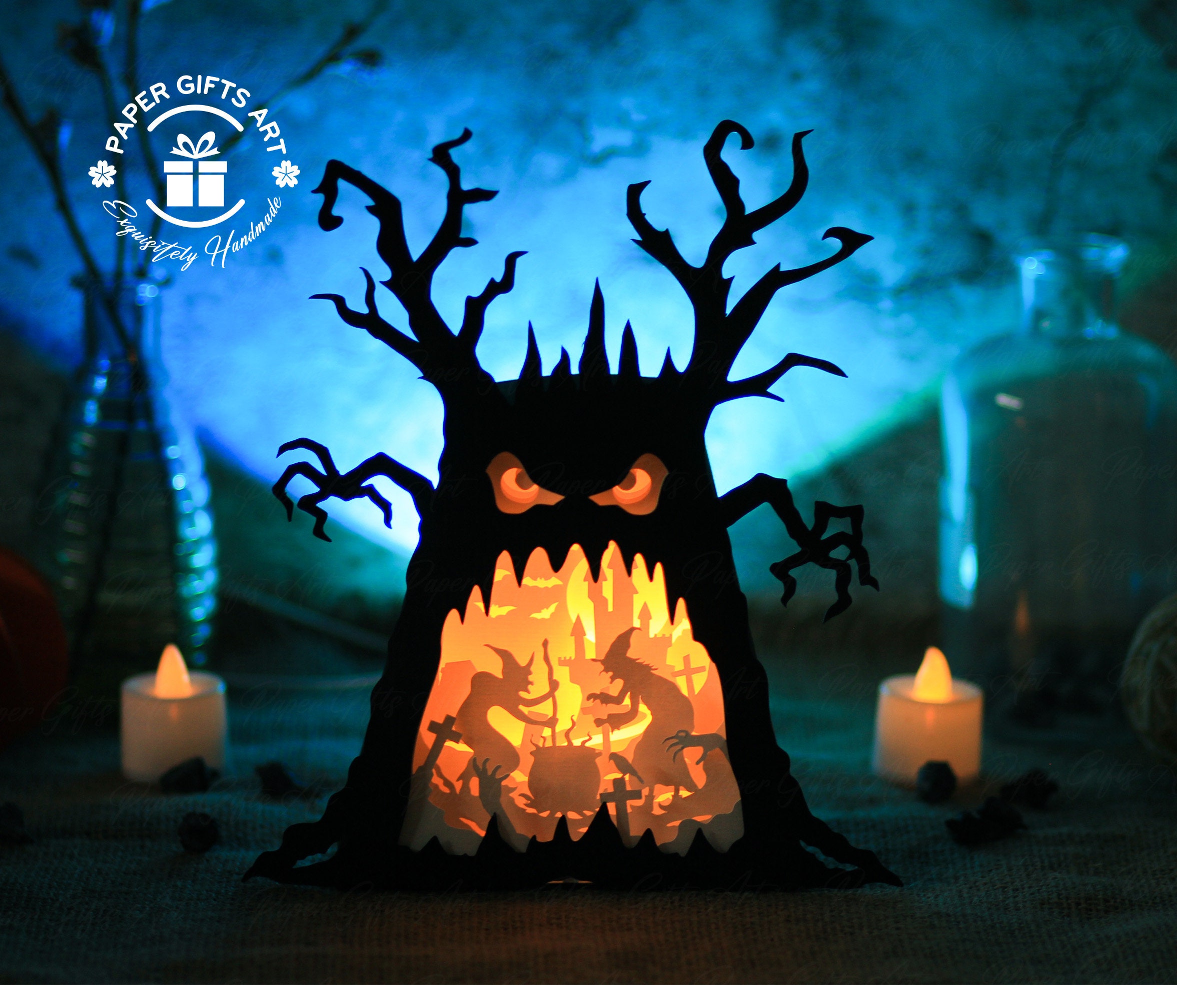 Halloween Ghost Tree Witch Cooks Magic Potion Pop-up 3D Halloween Pop ...