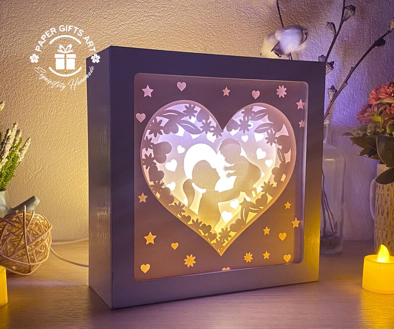 Mothers and Baby Shadow Box SVG Template Paper Cut Lightbox Template 3D ...