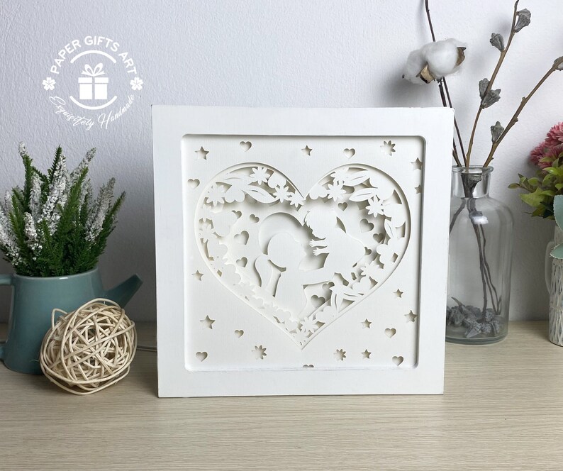 Mothers and Baby Shadow Box SVG Template Paper Cut Lightbox Template 3D ...