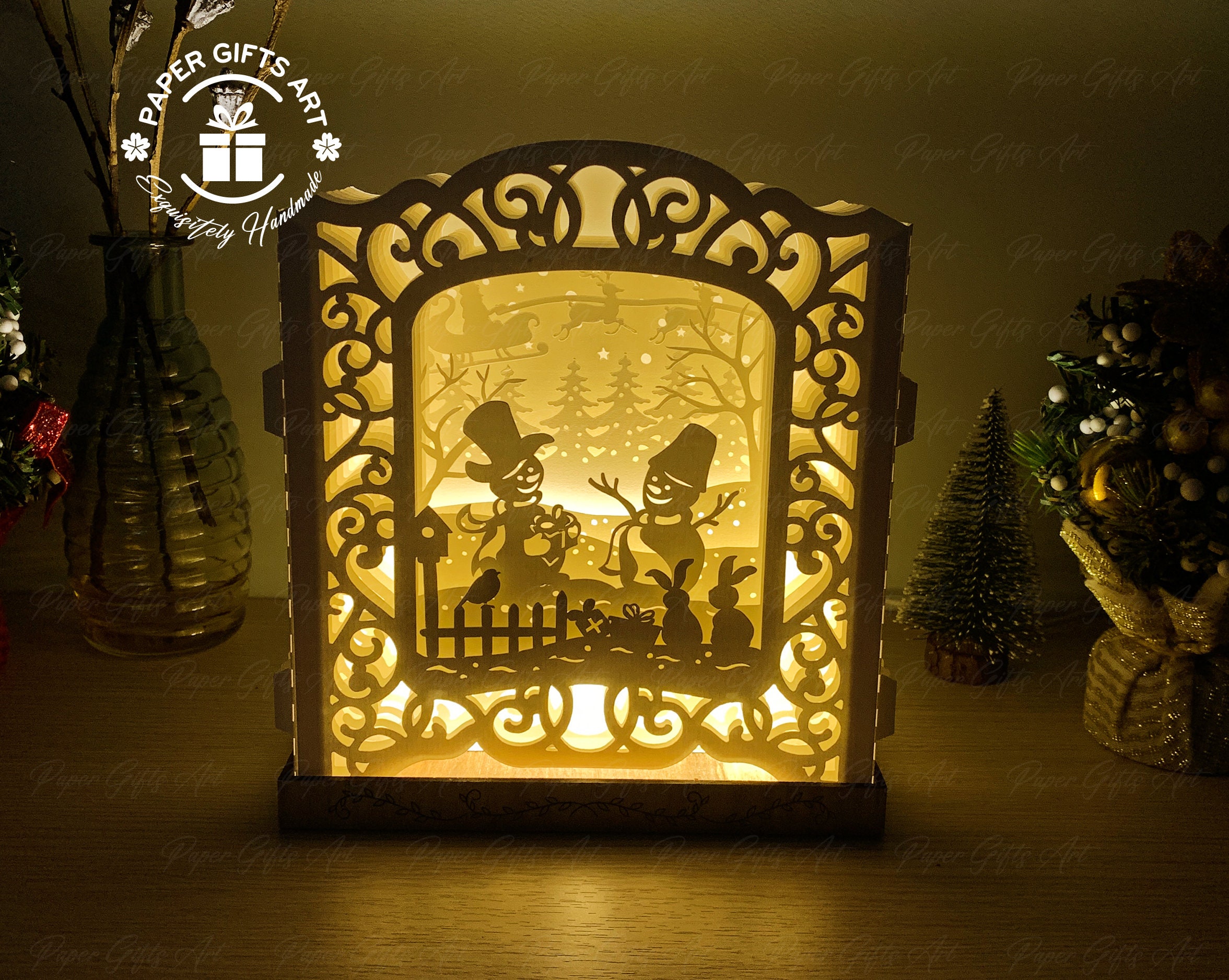 Snowman Christmas Pop up Card 3D Template Files SVG Files Digital ...