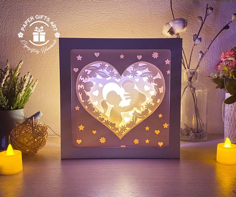 Mothers and Baby Shadow Box SVG Template Paper Cut Lightbox Template 3D ...