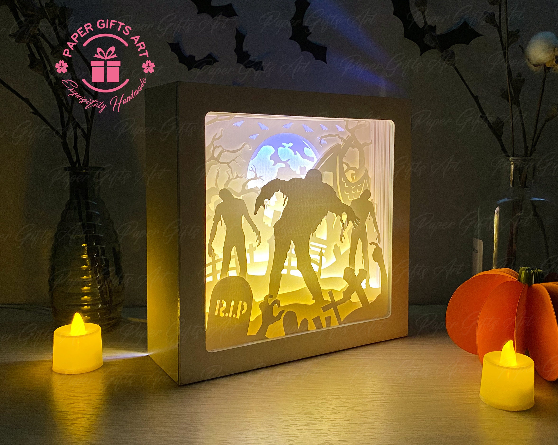 Halloween Zombie 3D Shadow Box Template Halloween Paper Cut - Etsy