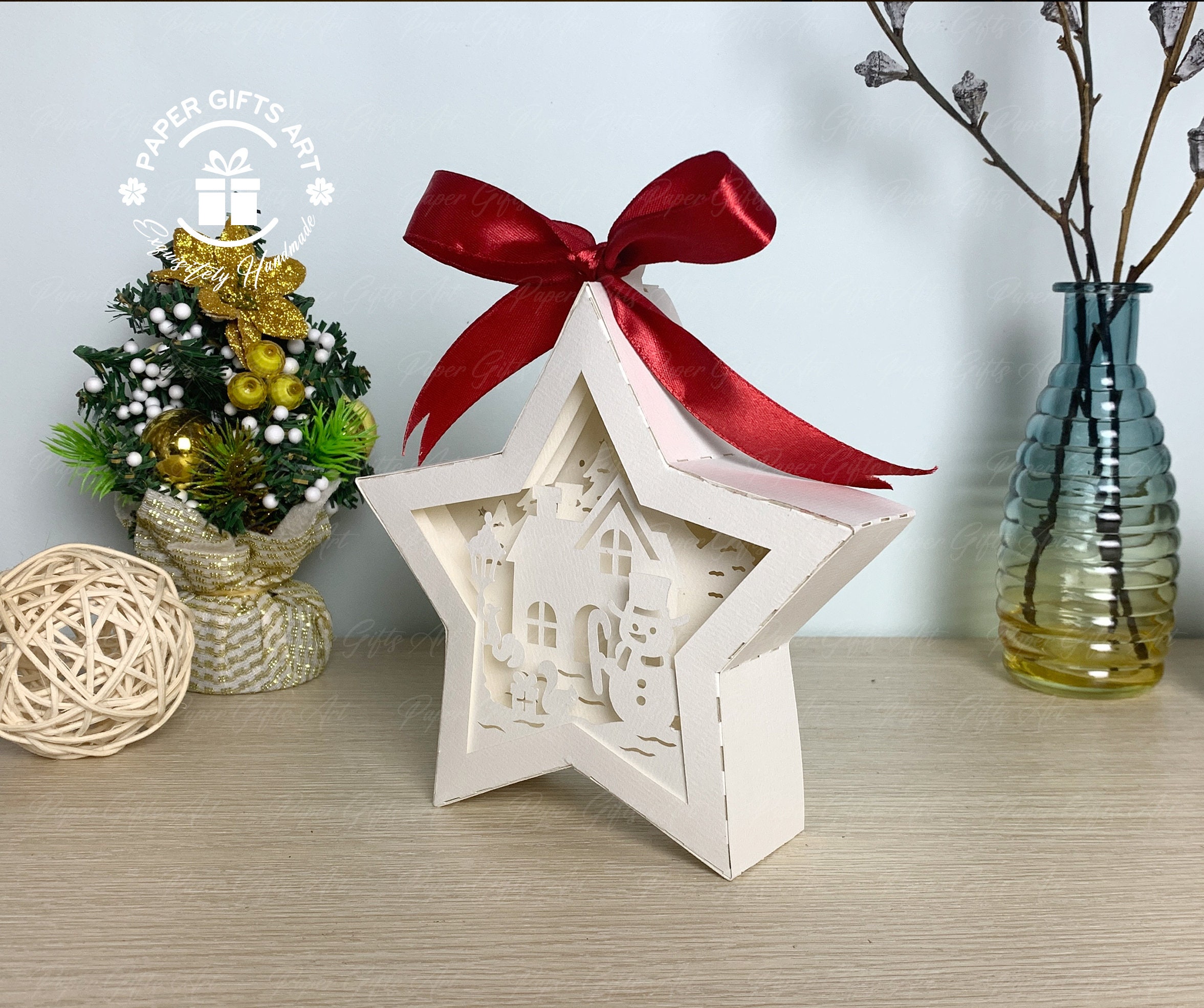 Combo 3 Star SVG Paper Cut Star Template for Merry Christmas - Etsy