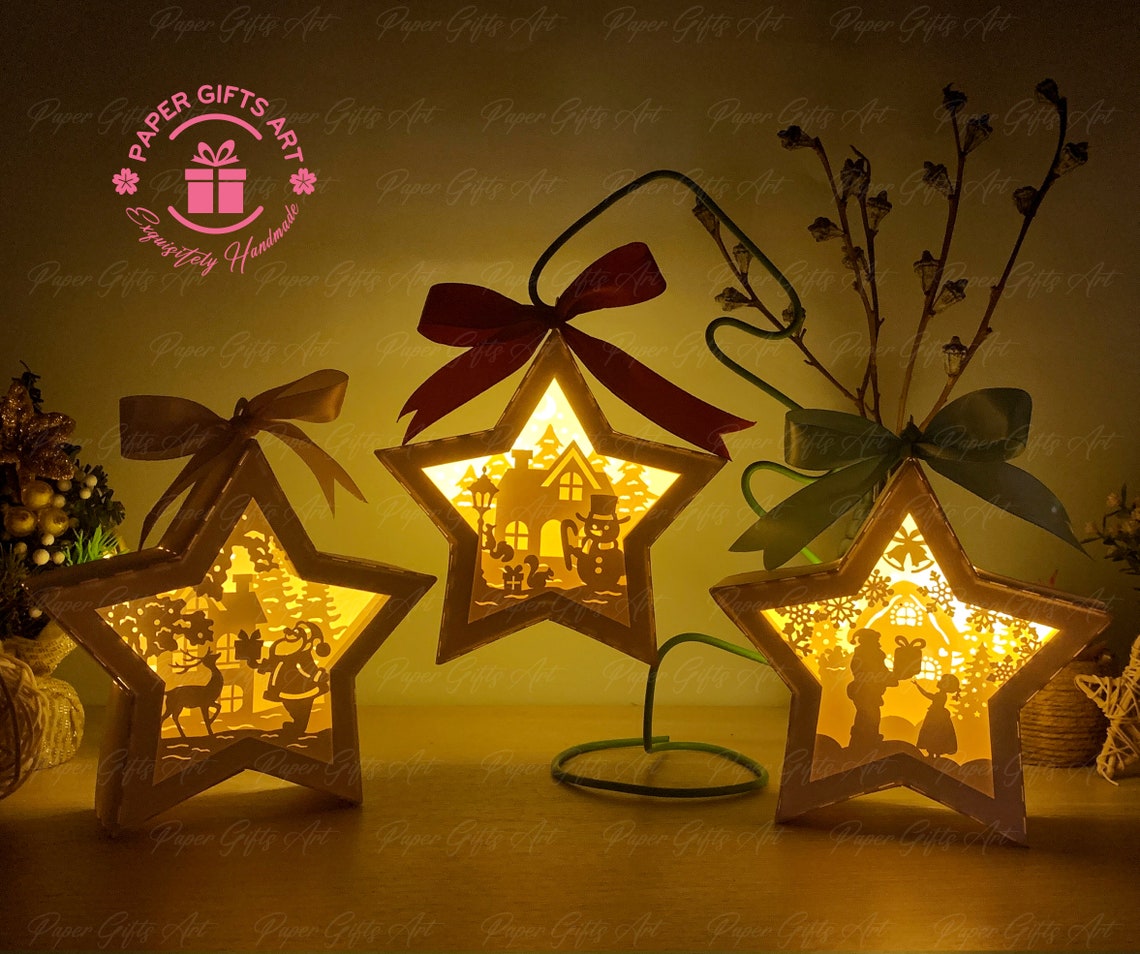 Combo 3 Star SVG Paper Cut Star Template for Merry Christmas - Etsy