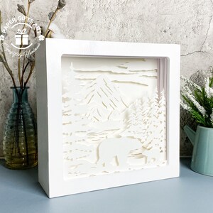 Bear in the Forest Shadow Box, SVG Animal Shadow Box, 3D Paper Cut ...