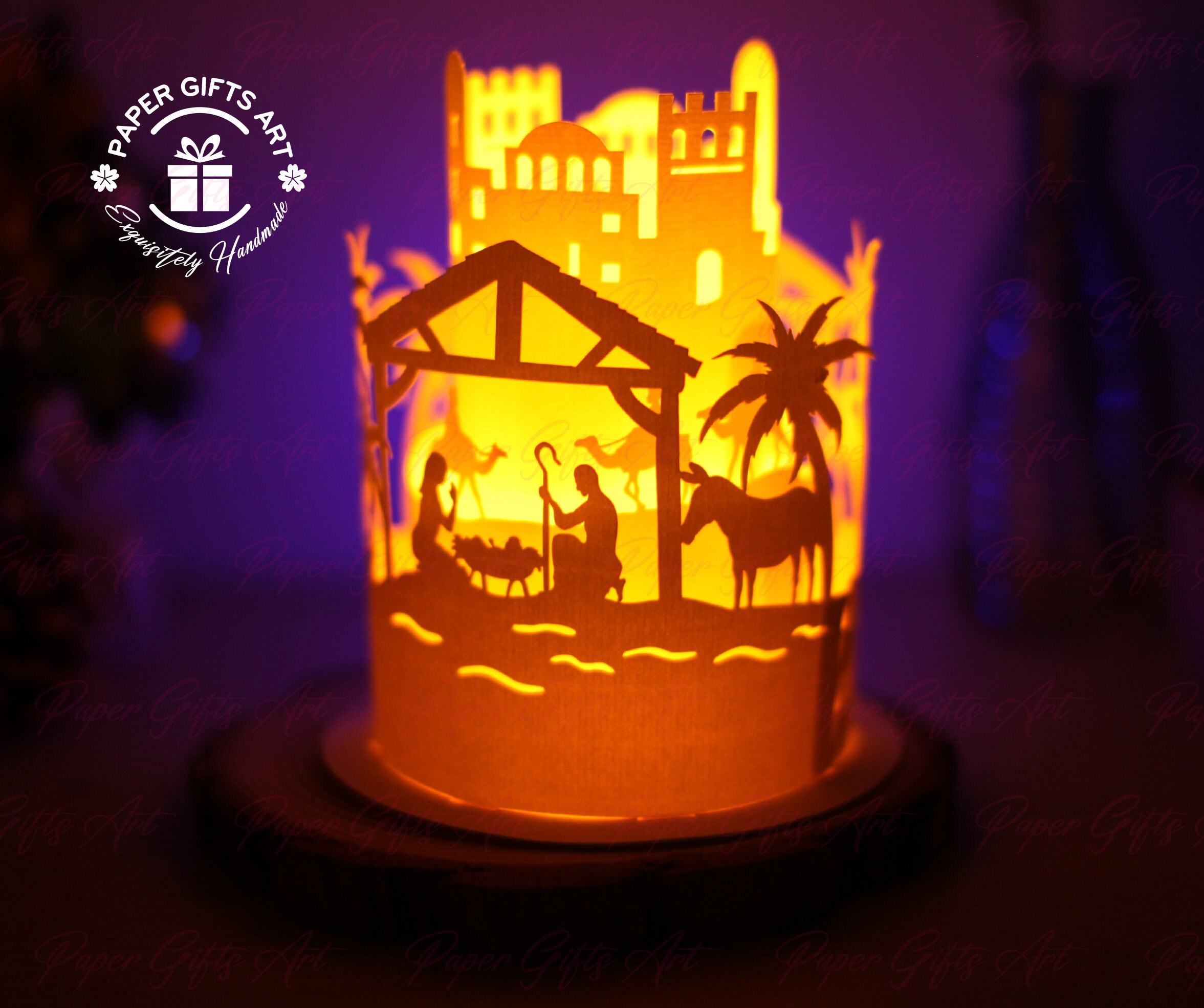 Nativity of Jesus Lantern DIY Paper Cut Lights Merry Christmas SVG File ...