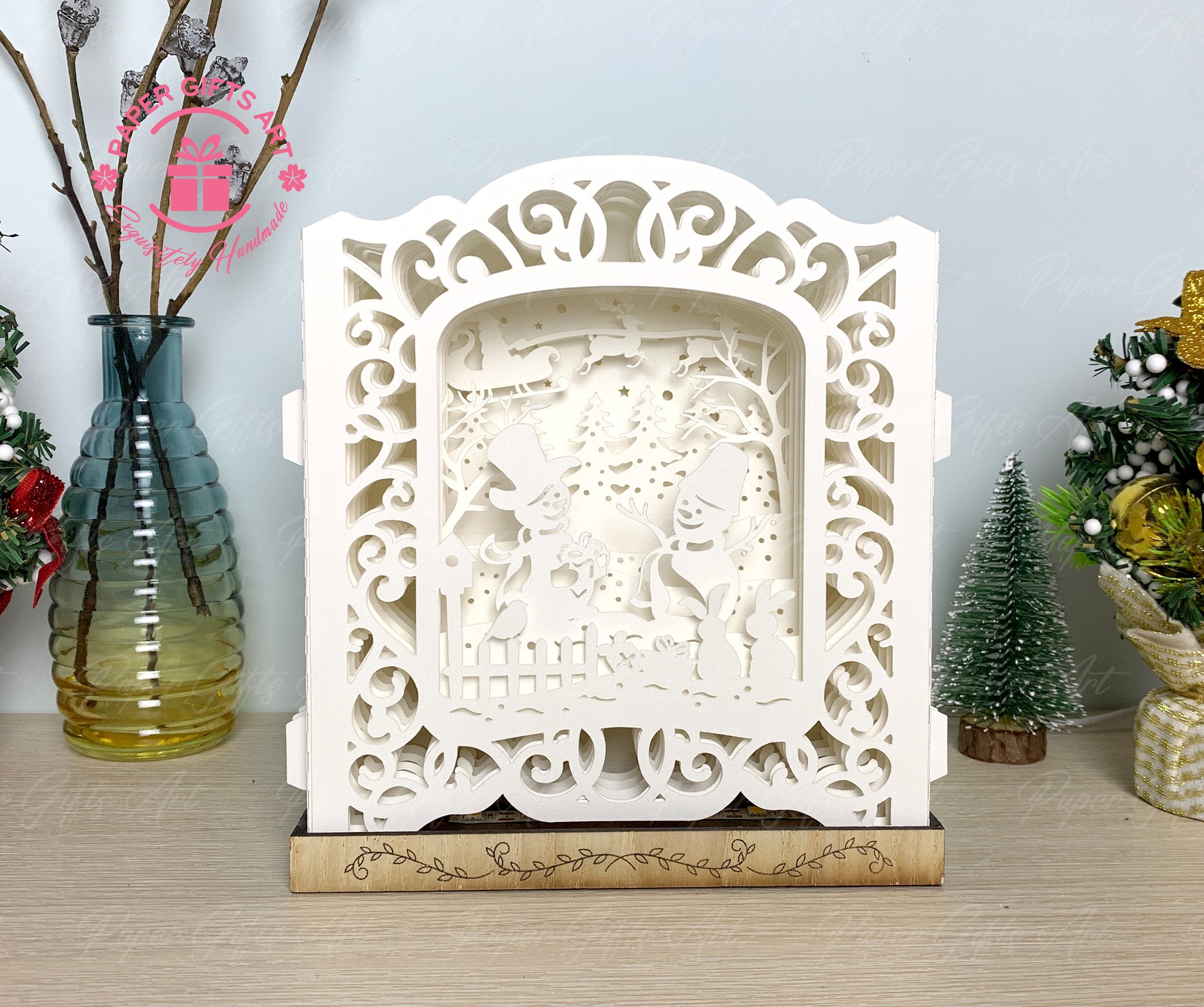 Snowman Christmas Pop up Card 3D Template Files SVG Files Digital ...