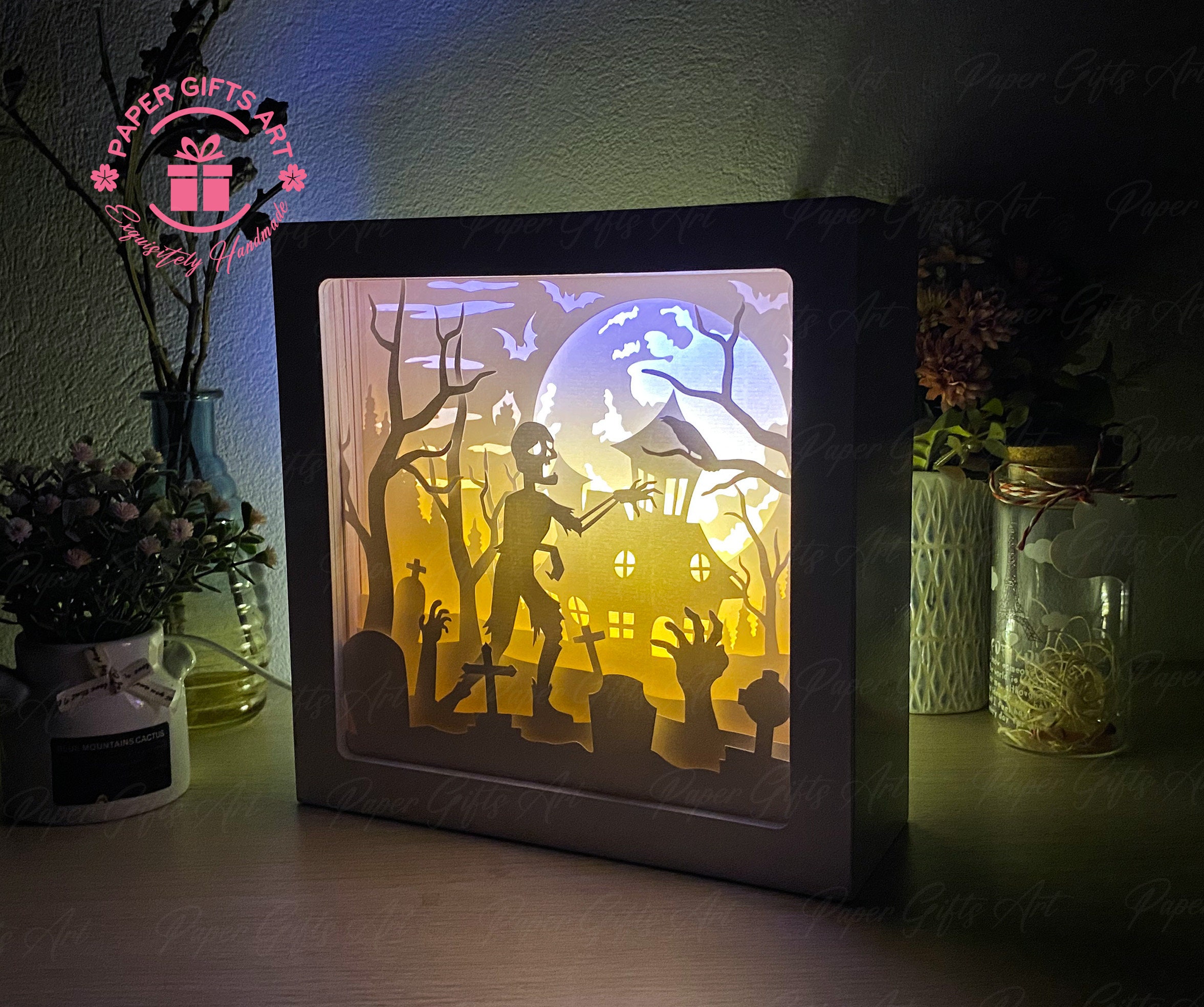 Skeletons Halloween, Paper Cut Light Box Template Files, Shadow Box ...