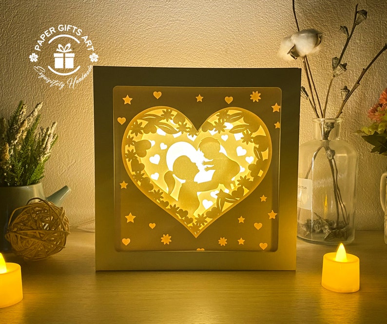 Mothers and Baby Shadow Box SVG Template Paper Cut Lightbox Template 3D ...