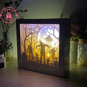Halloween Zombie Paper Cut Light Box Template, Shadow Box, 3D Papercut ...