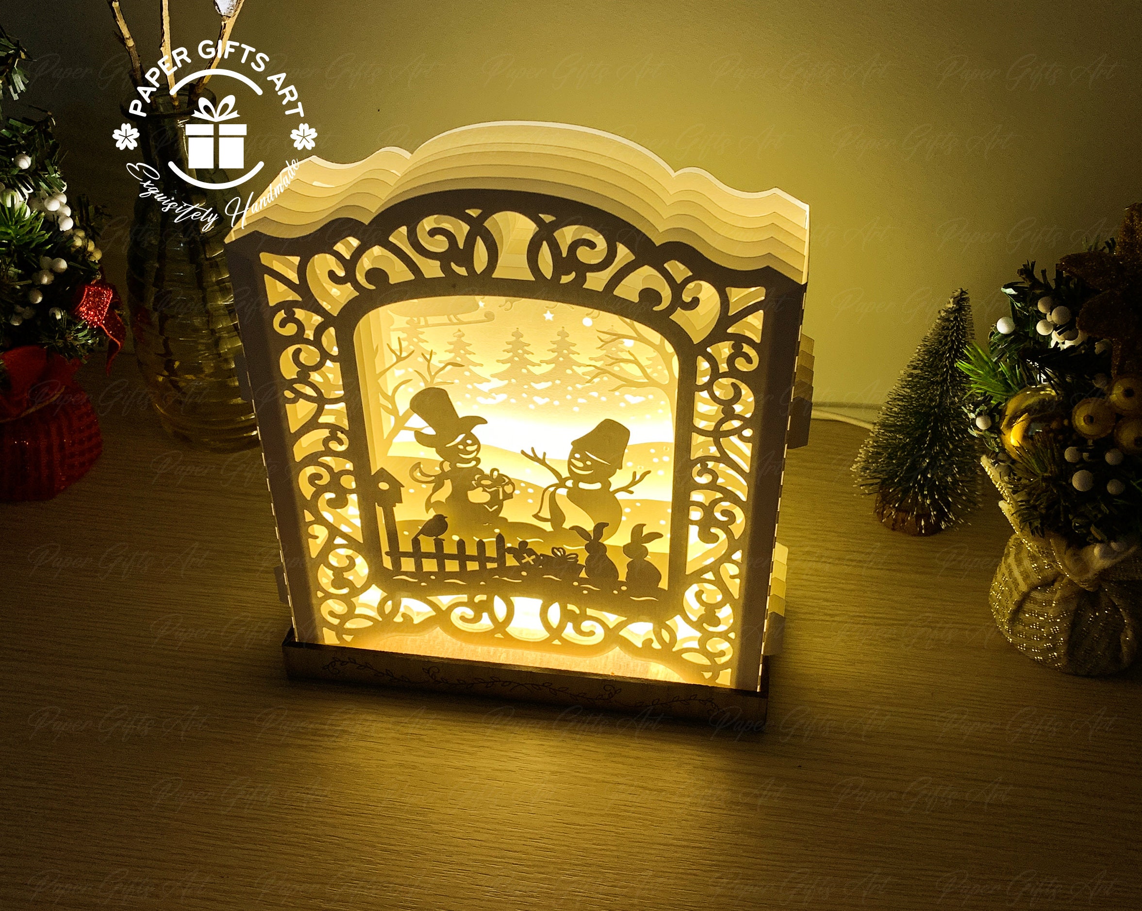 Snowman Christmas Pop up Card 3D Template Files SVG Files Digital ...