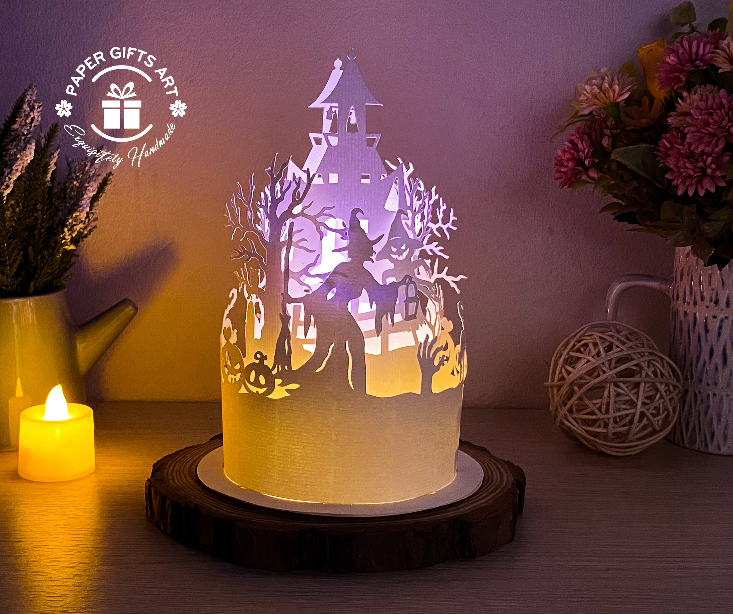 Halloween Witch Lantern Paper Lantern - Paper Cut Lamp Halloween Witch ...
