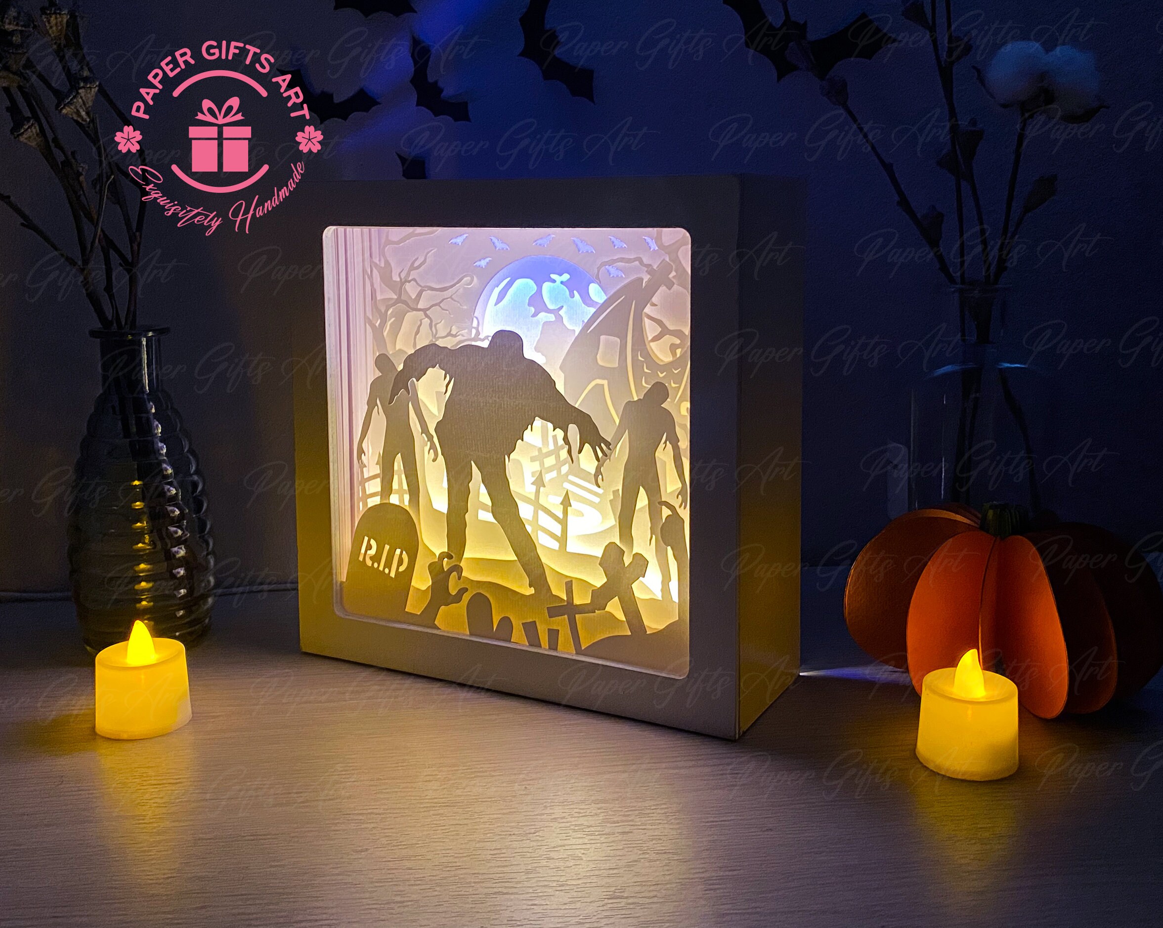 Halloween Zombie 3D Shadow Box Template Halloween Paper Cut - Etsy