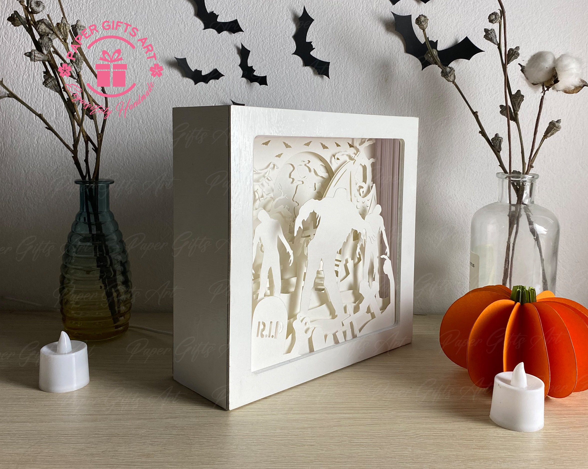 Halloween Zombie 3D Shadow Box Template Halloween Paper Cut - Etsy
