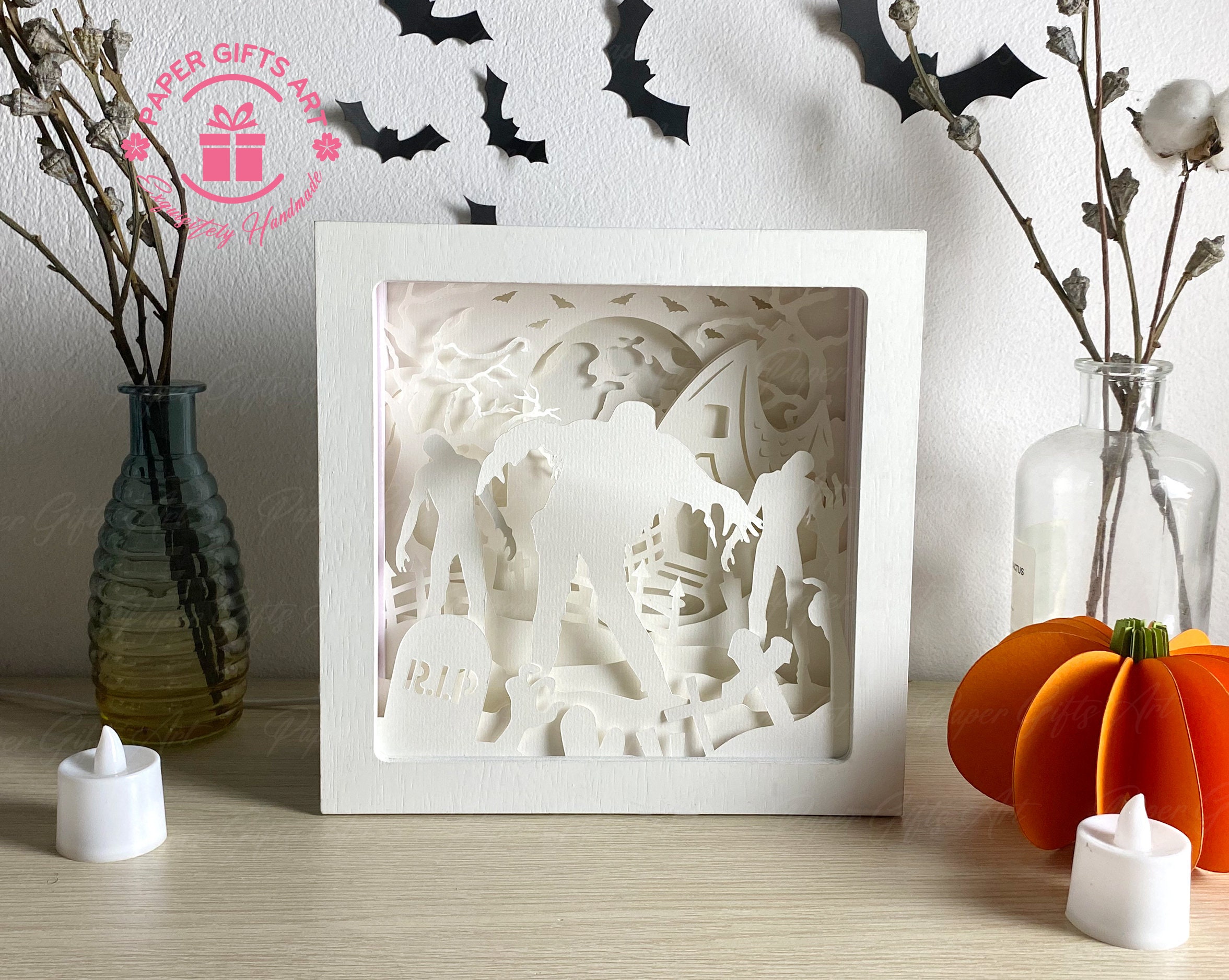 Halloween Zombie 3D Shadow Box Template Halloween Paper Cut - Etsy