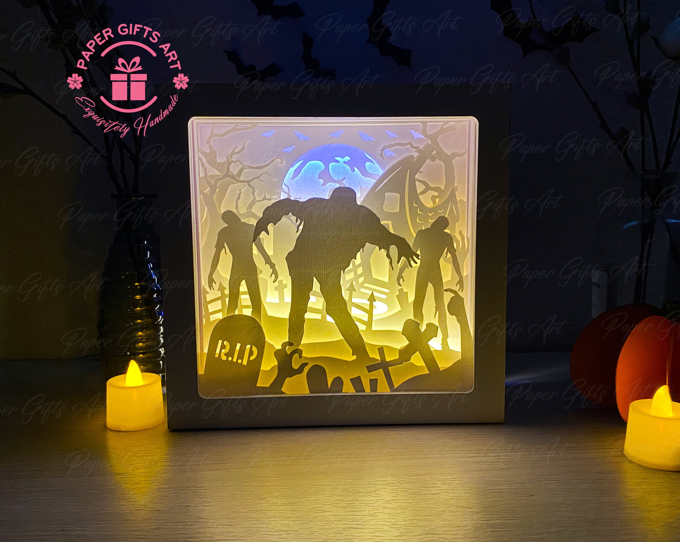 Halloween Zombie 3D Shadow Box Template Halloween Paper Cut - Etsy