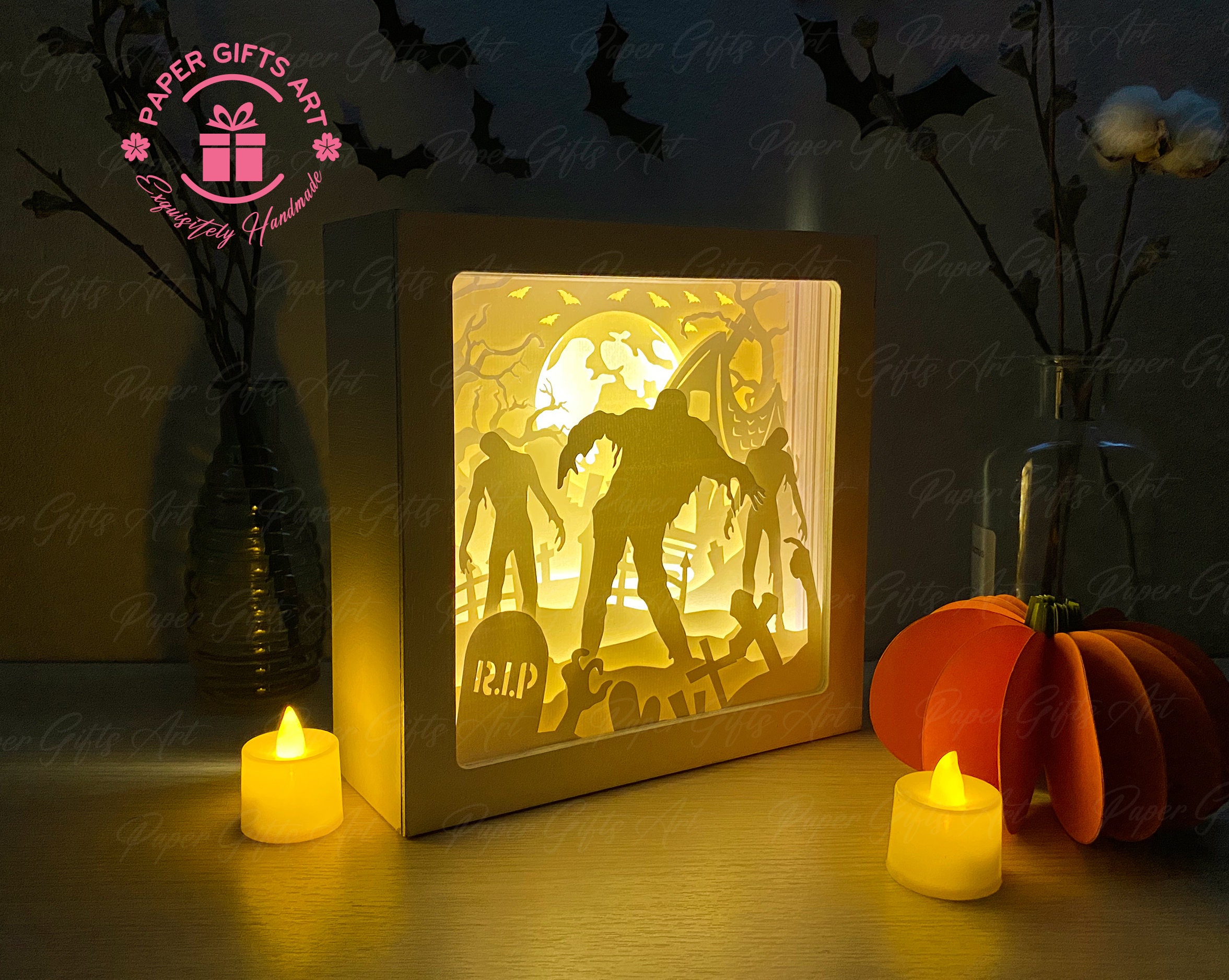 Halloween Zombie 3D Shadow Box Template Halloween Paper Cut - Etsy