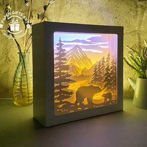 Bear in the Forest Shadow Box, SVG Animal Shadow Box, 3D Paper Cut ...