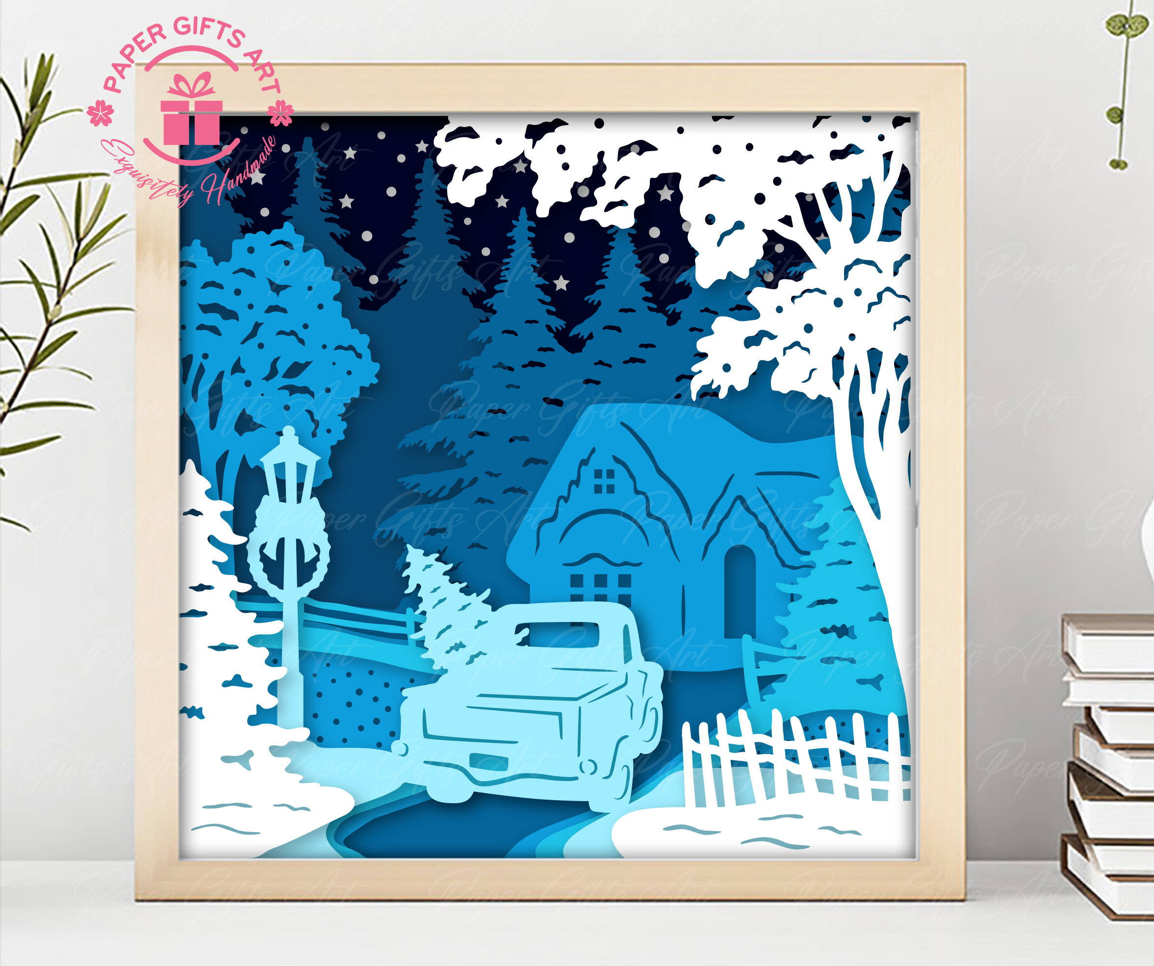 Christmas Light Box Red Truck 8x8 Inch Paper Cutting Light Box Template ...