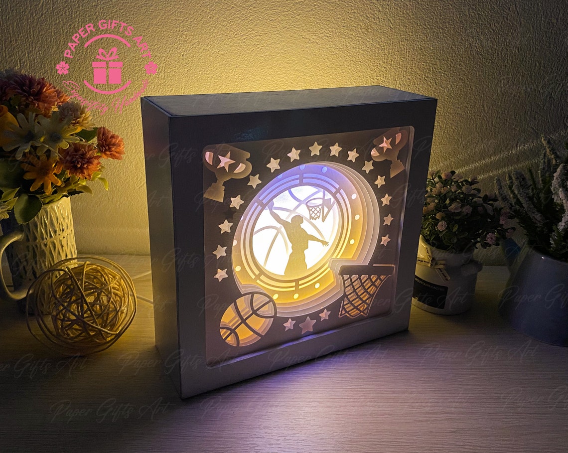 Basketball Shadow Box,sports Lightbox SVG Template - Digital Template ...