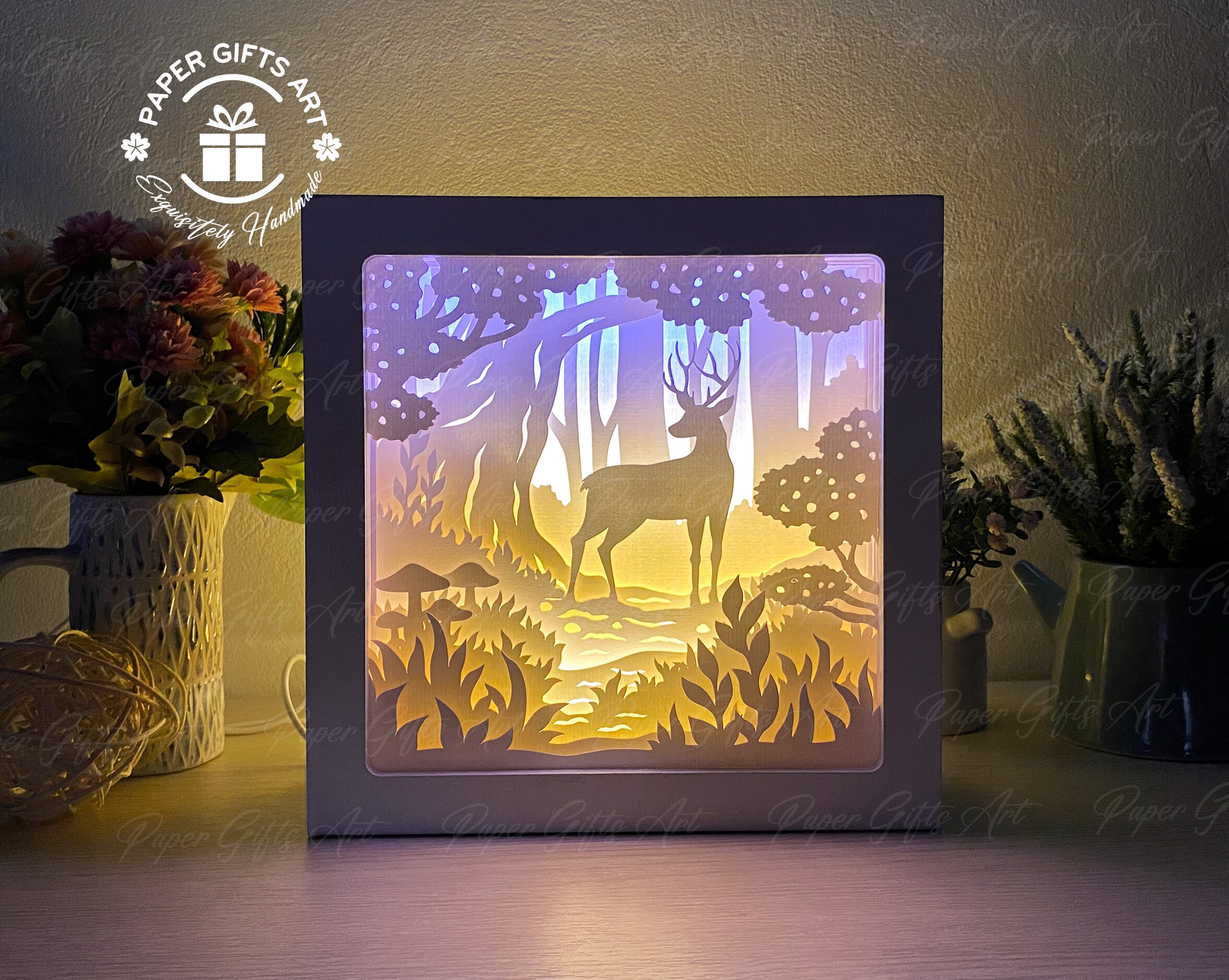 Deer in the Forest Shadow Box, SVG Animal Shadow Box, 3D Paper Cut ...