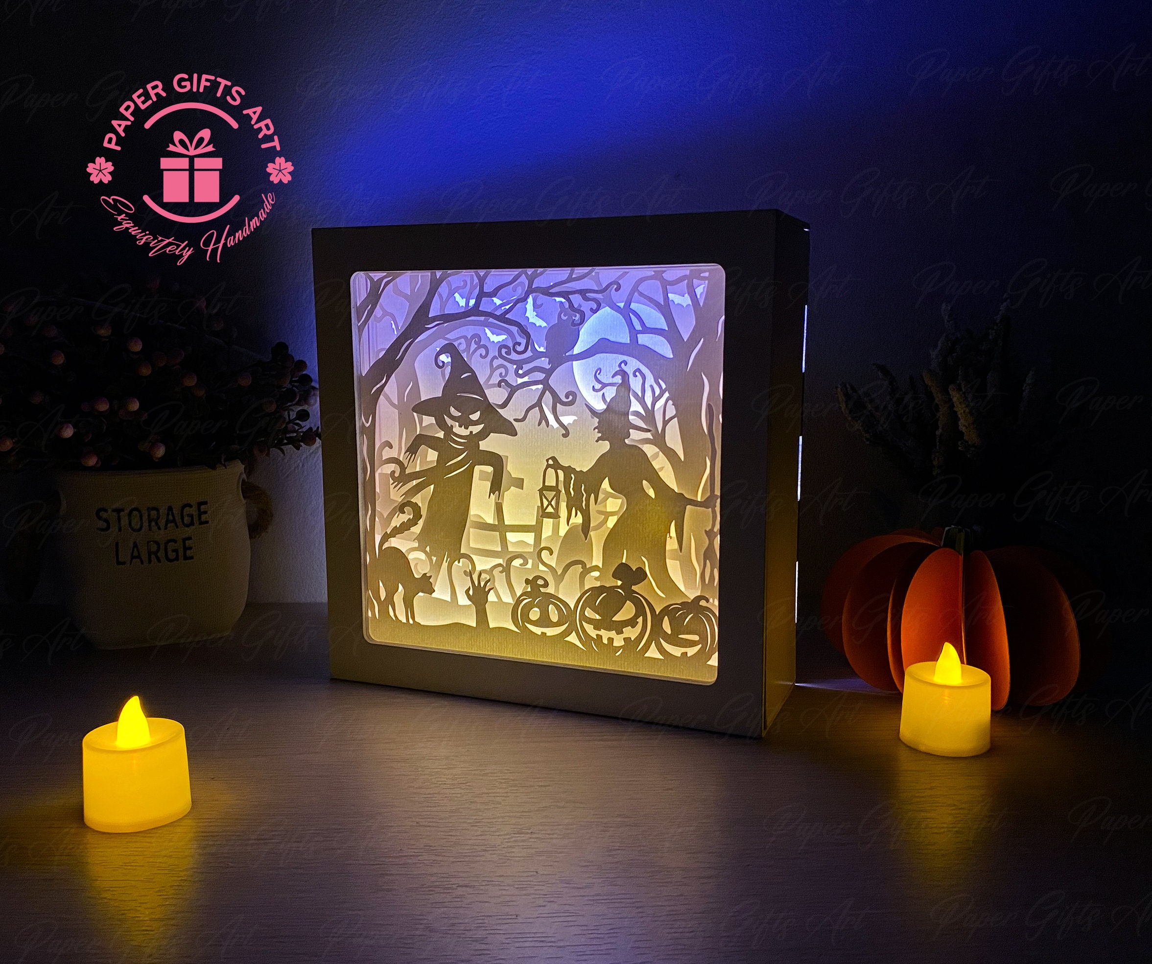 Witch Light Box Template Straw Man Shadow Box Template SVG File Cricut ...