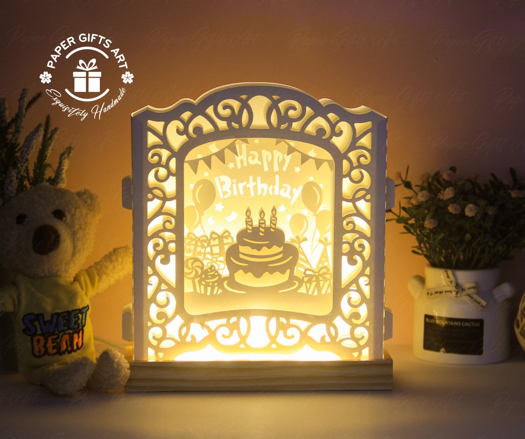 Happy Birthday Popup Card 3D - Paper Cut SVG - Popup Card Template ...