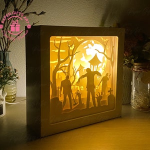 Halloween Zombie Paper Cut Light Box Template, Shadow Box, 3D Papercut ...