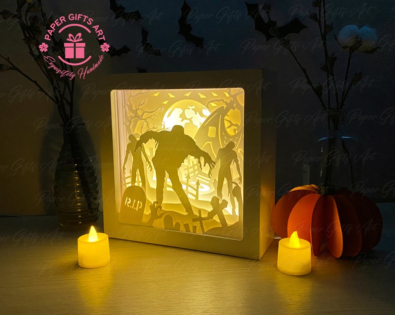 Halloween Zombie 3D Shadow Box Template Halloween Paper Cut - Etsy
