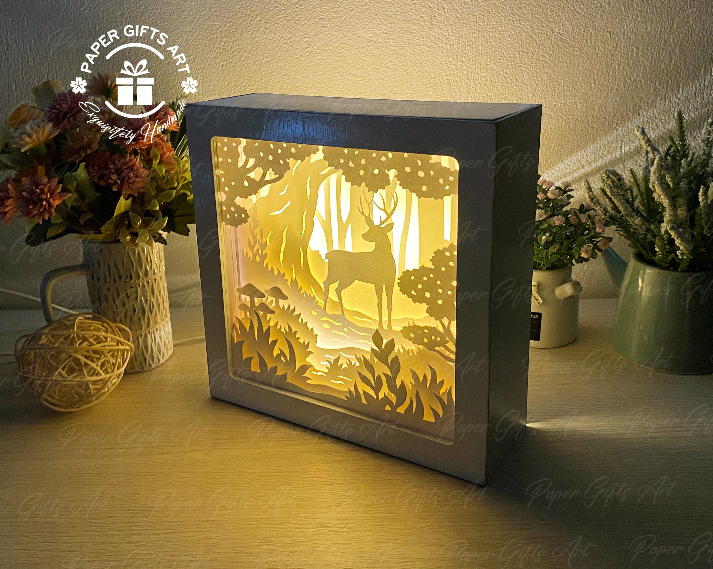 Deer in the Forest Shadow Box, SVG Animal Shadow Box, 3D Paper Cut ...
