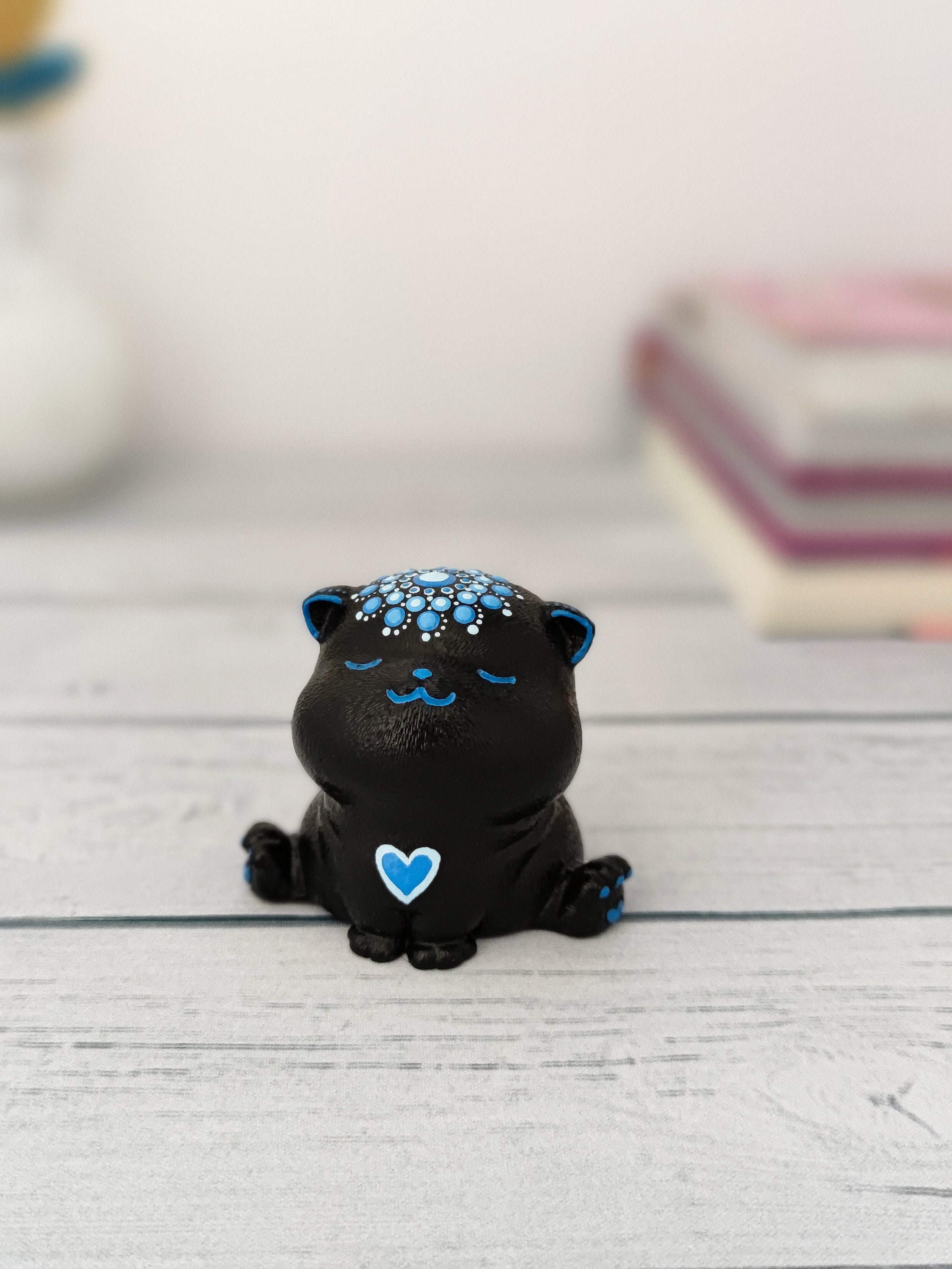 Small Black Cat Sculpture, Zen Kitty Figurine, Mini Black Cute Kitten ...