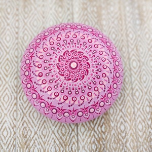 Orchid Pink Mandala Stone, Acrylic Mandala Decor for Table, Dotting Art ...