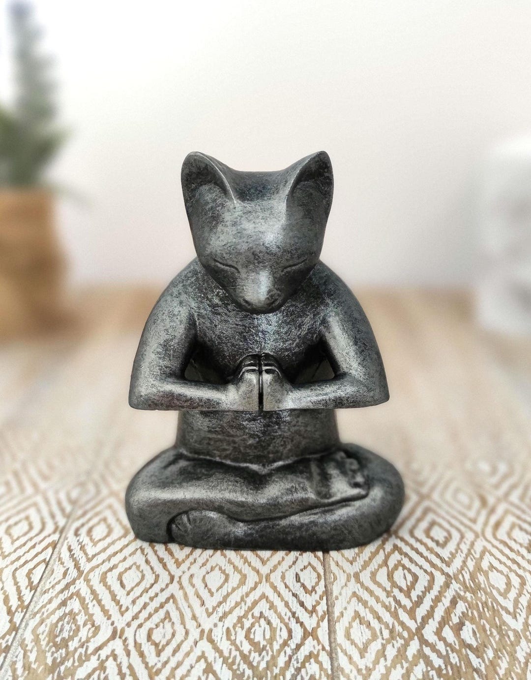 Buddha Cat Figurine, Meditating Cat Sculpture, Meditation Animal ...