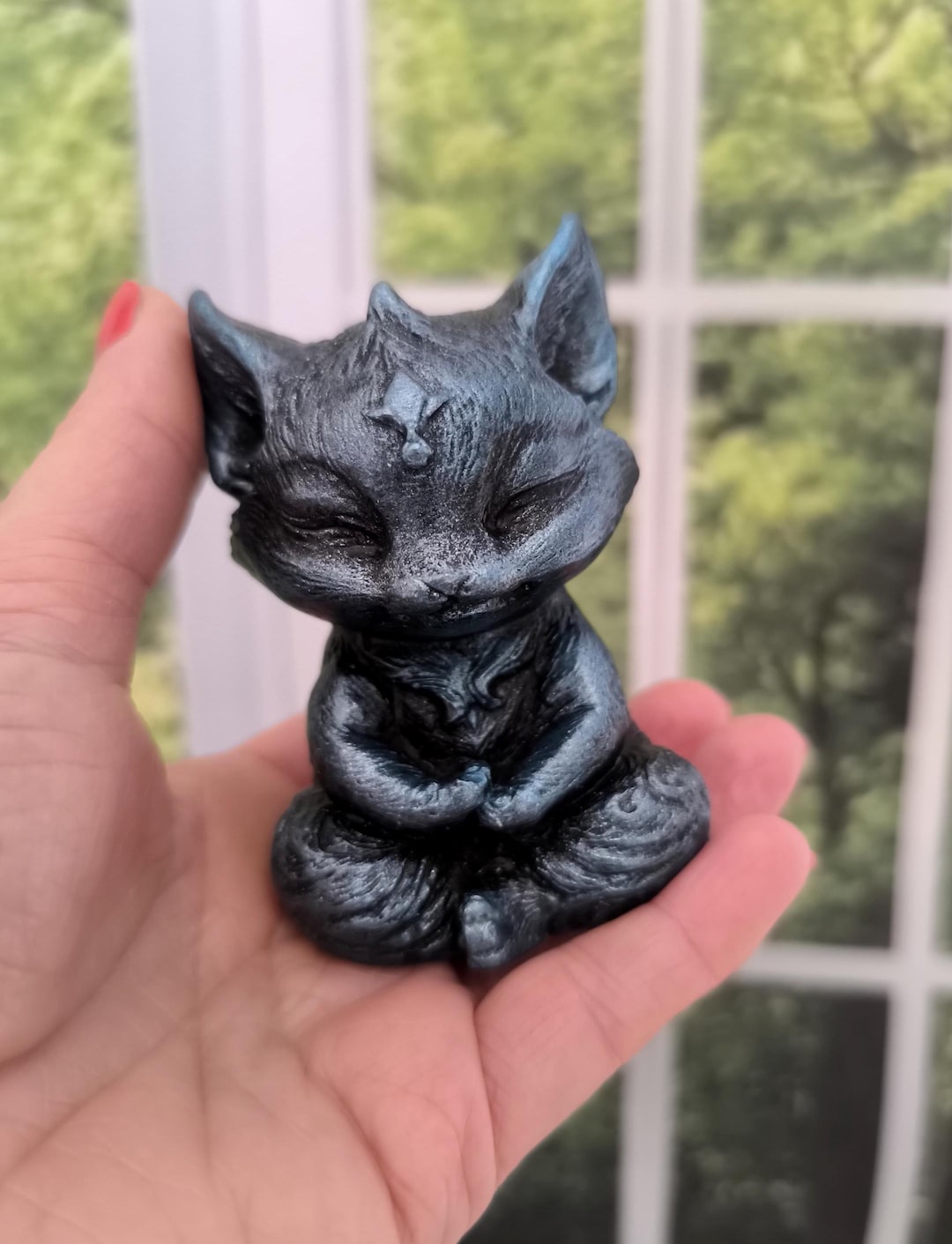 Meditating Fox Sculpture, Mindfulness and Zen Home Decoration, Fox ...