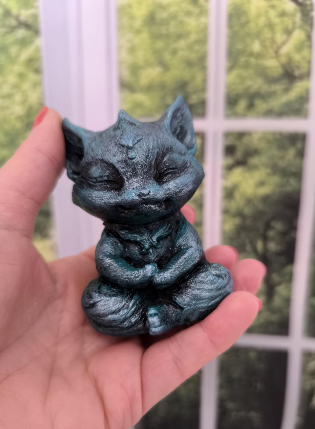 Handmade Meditating Fox Figurine, Forest Animal Decor, Fox Statue ...