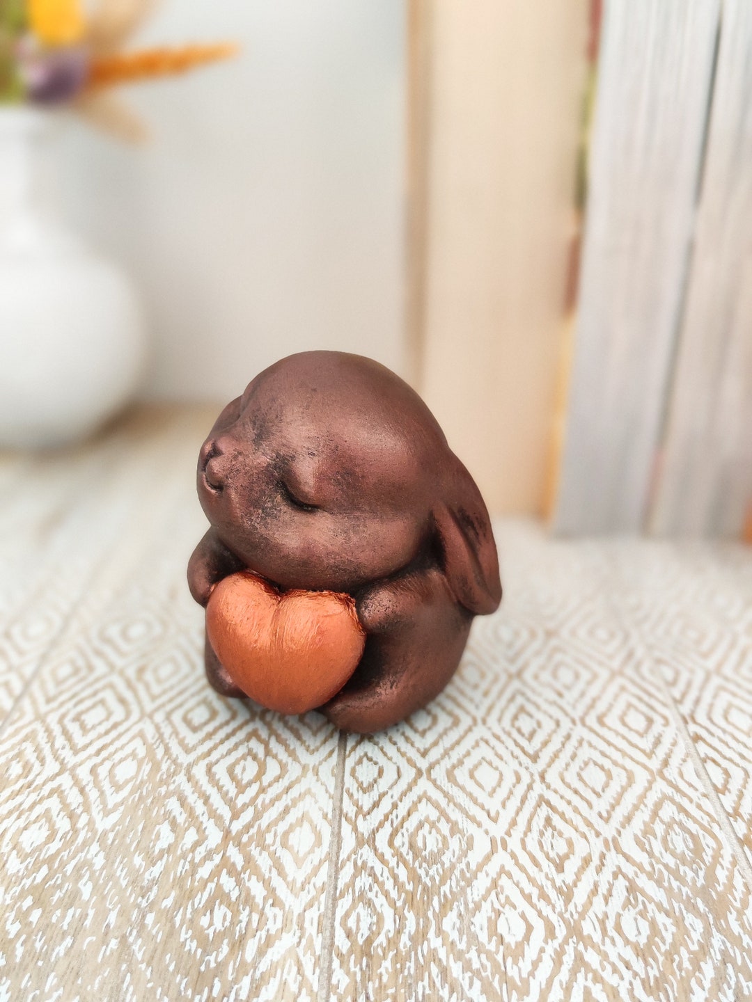 Copper Rabbit Figurine for Housewarming Gift, Cute Bunny Sculpture With ...