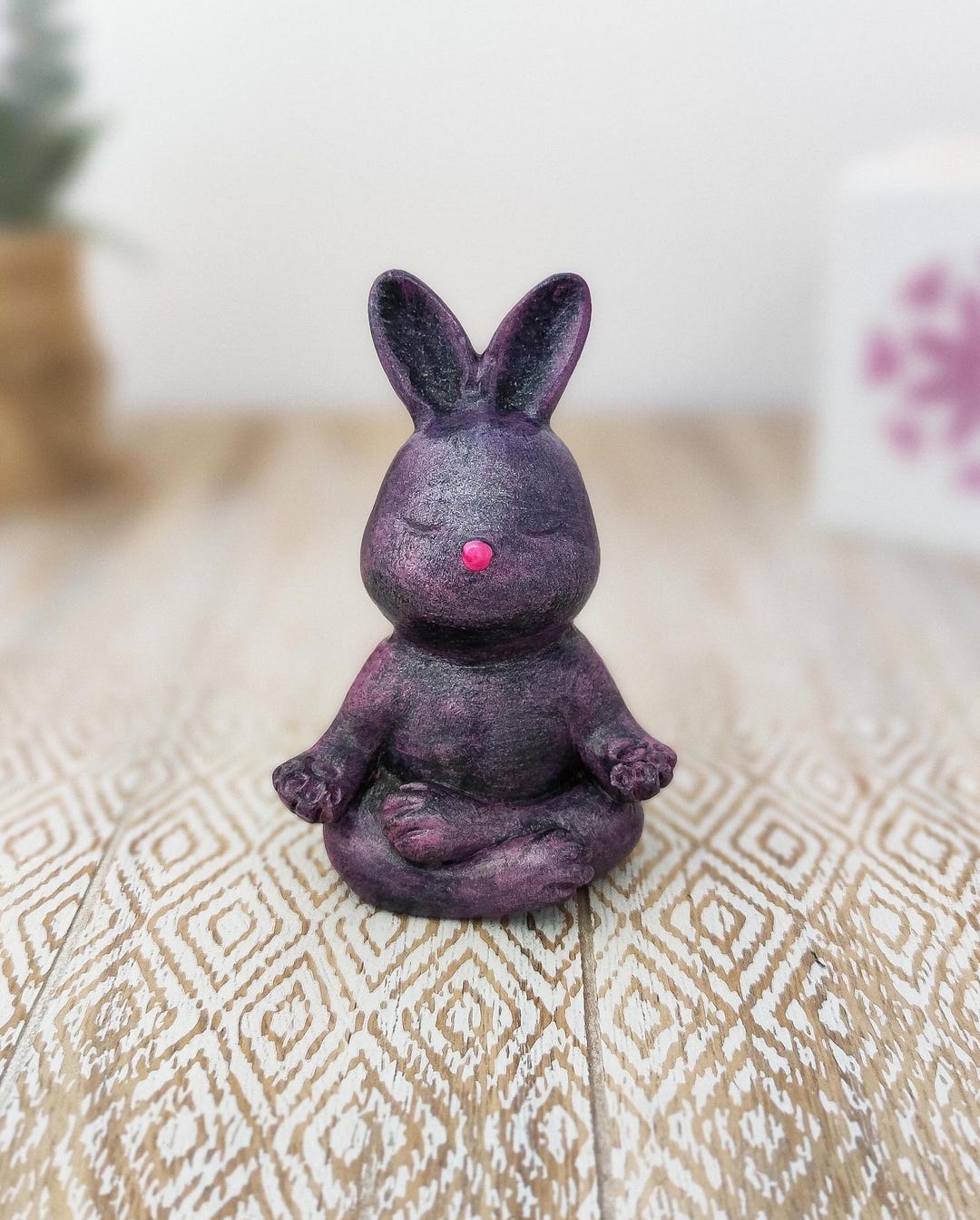 Meditation Rabbit Figurine, Yoga Pose Sculpture, Handmade Meditating ...