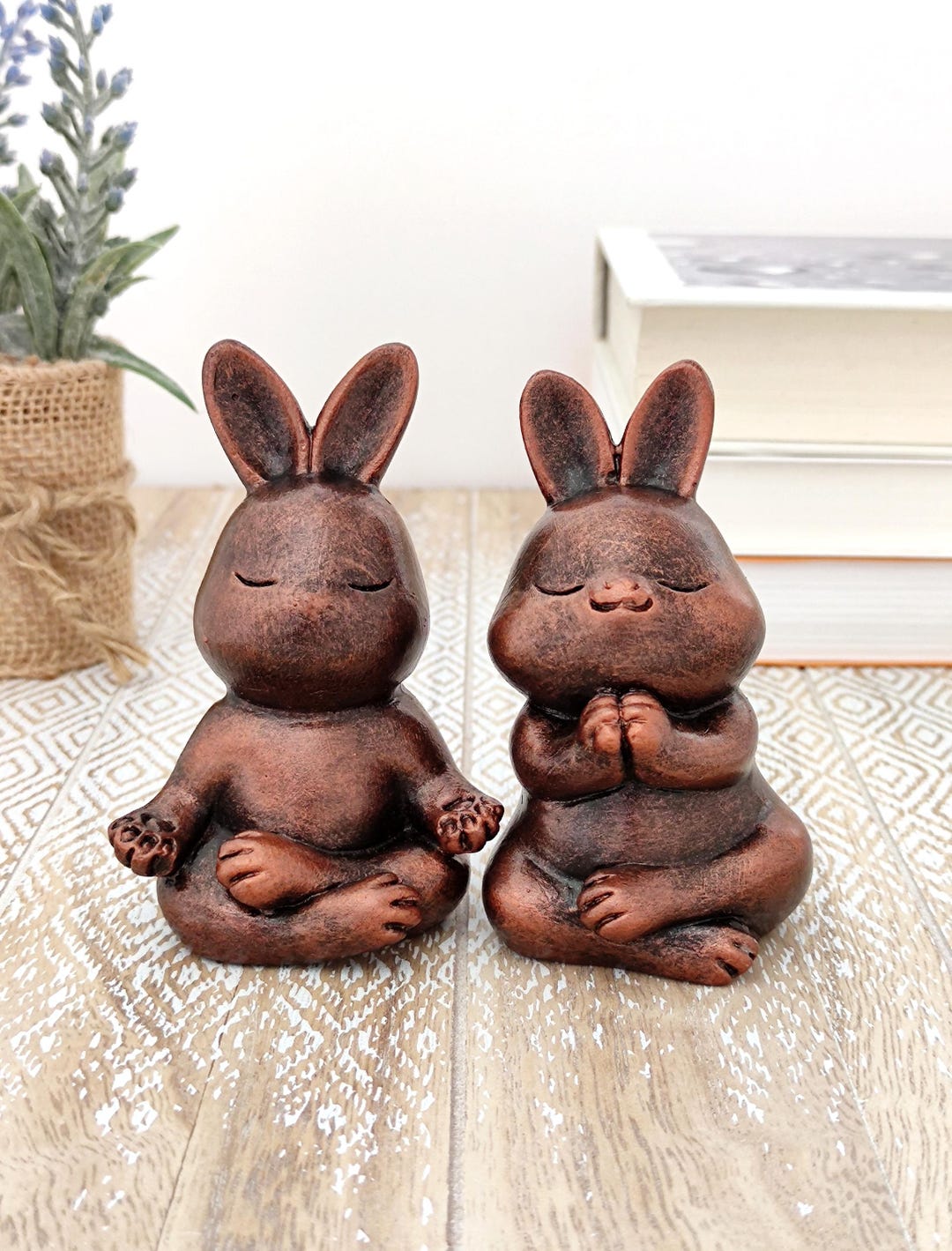 Handmade Rabbit Sculptures, Bunny Lover Decor, Zen Rabbit Figurines for ...