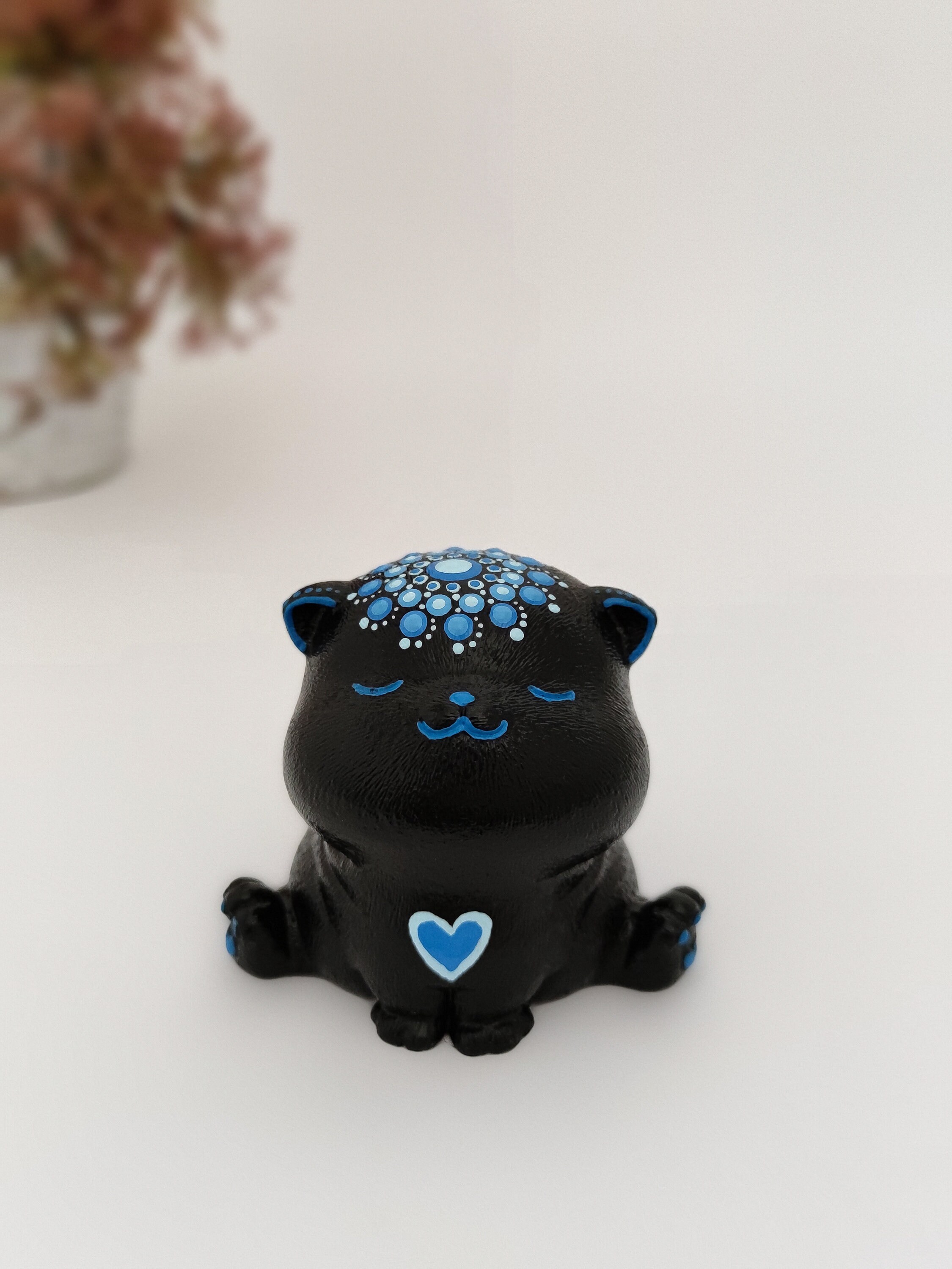 Small Black Cat Sculpture, Zen Kitty Figurine, Mini Black Cute Kitten ...