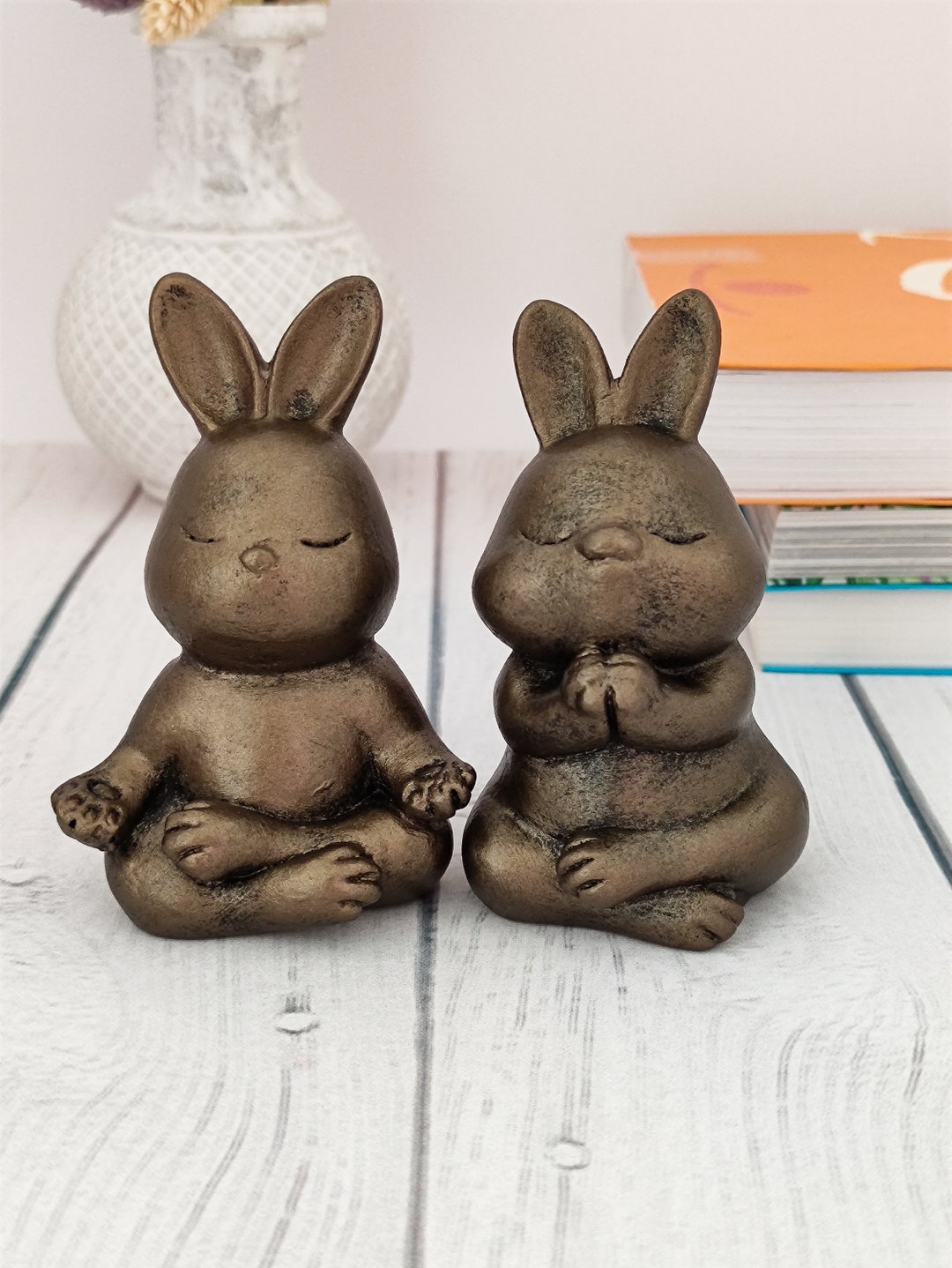Handmade Rabbit Sculptures, Bunny Lover Decor, Zen Rabbit Figurines for ...