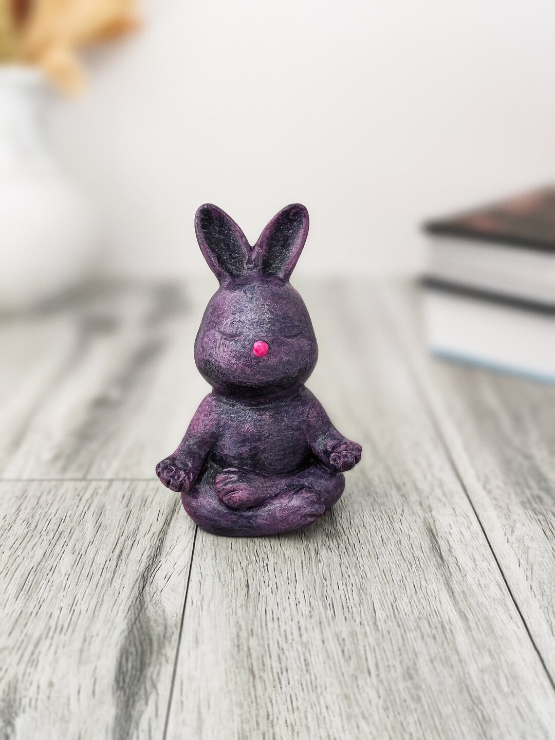 Small Purple Rabbit Statue, Lotus Pose Sculpture, Yoga Table Decor ...