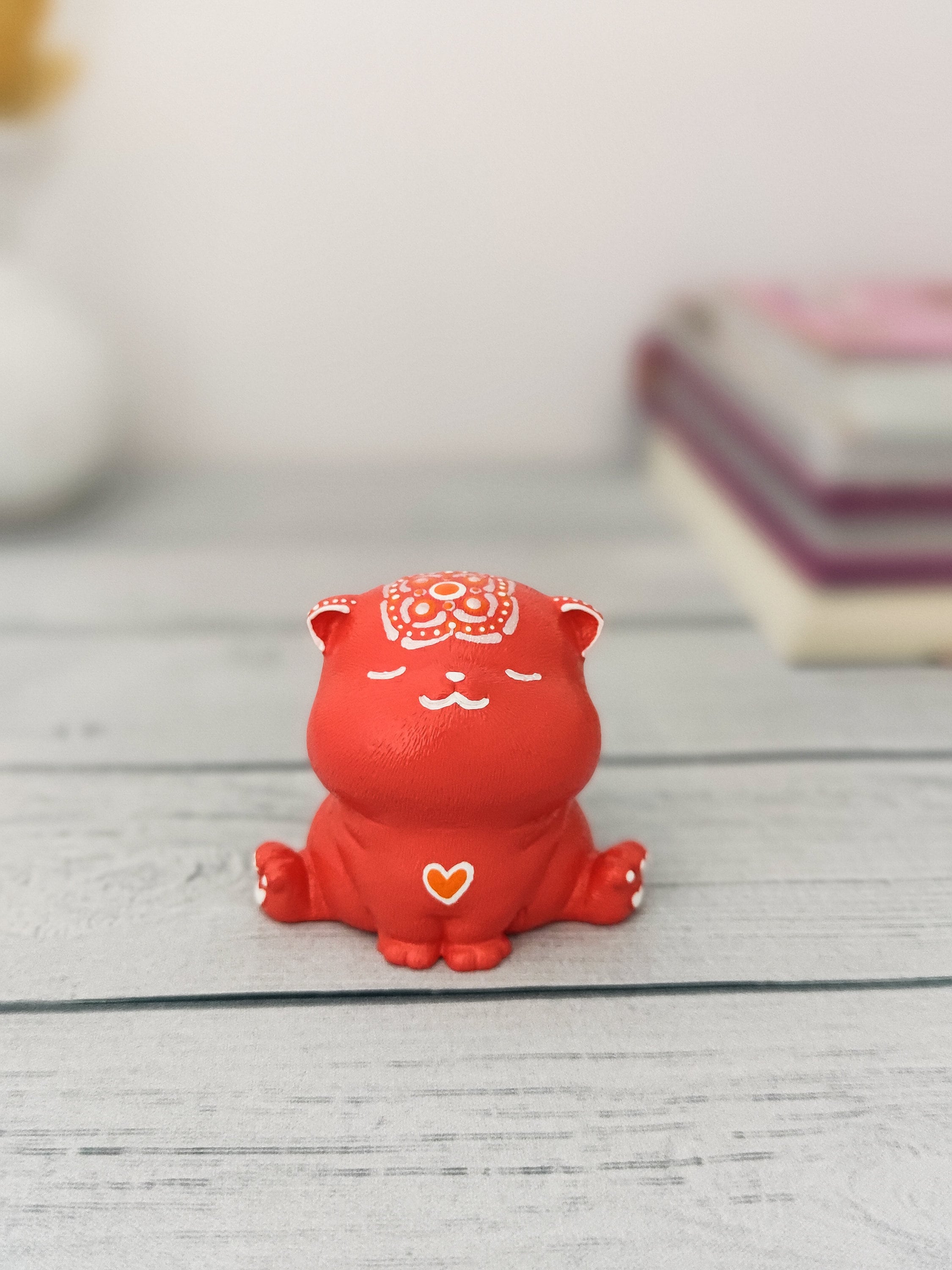 Small Happy Cat Figurine, Cute Kitten Figure, Handmade Kitty Figurine ...