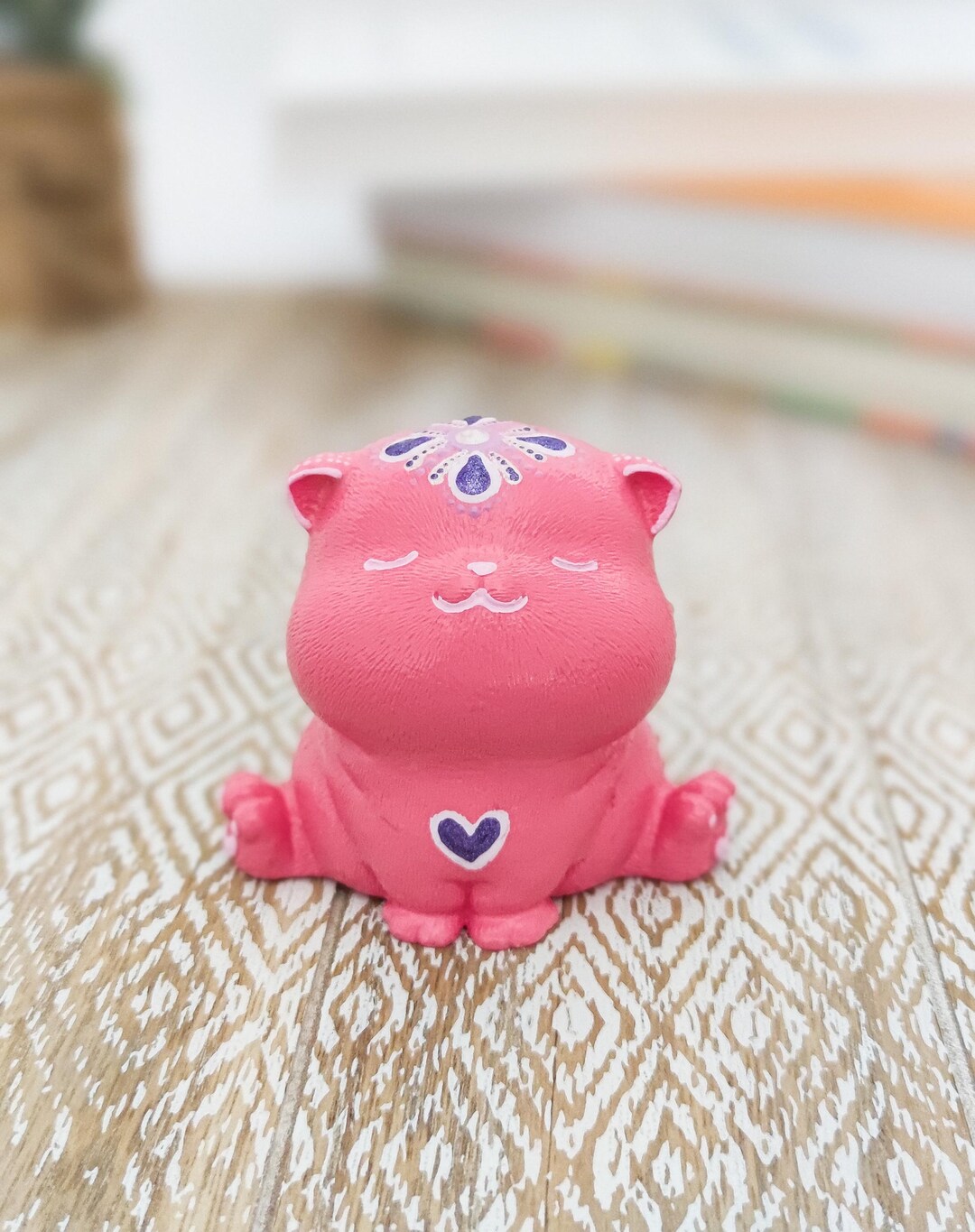 Cute Pink Cat Figurine, Handmade Kitten Figurine for Gift, Cat Lover ...