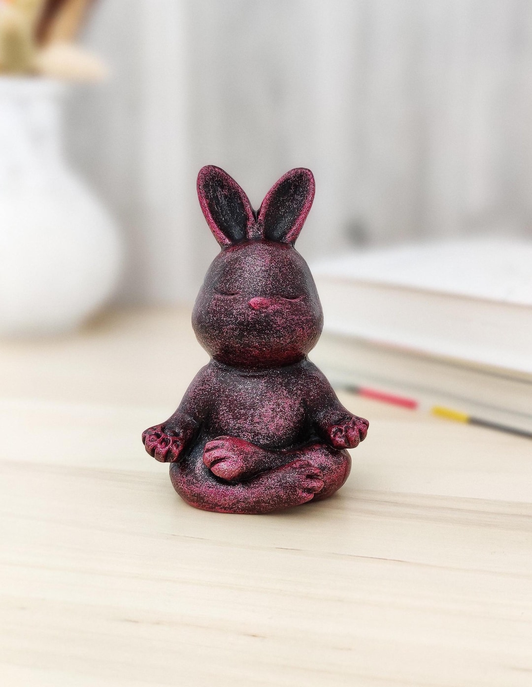 Zen Rabbit Sculpture, Yoga Pose Statuette, Meditating Animal Figurine ...