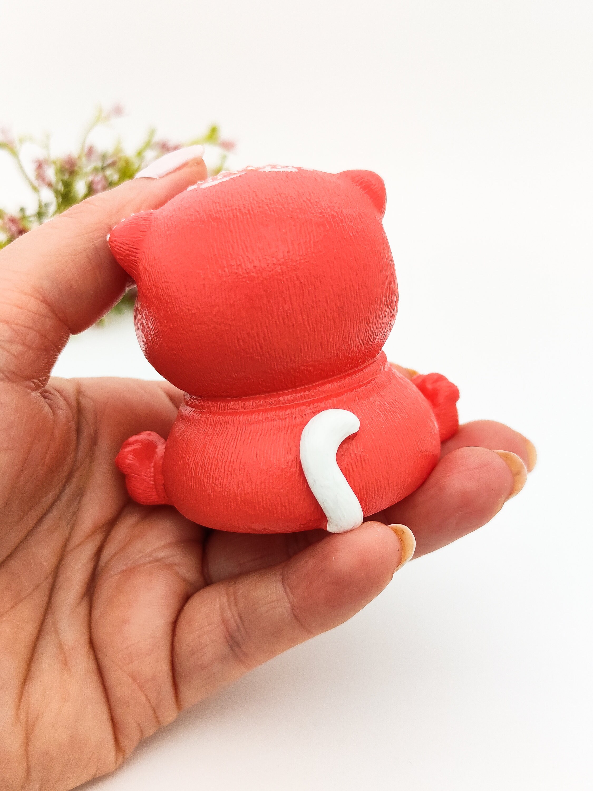 Small Happy Cat Figurine, Cute Kitten Miniature Statue, Handmade Animal ...