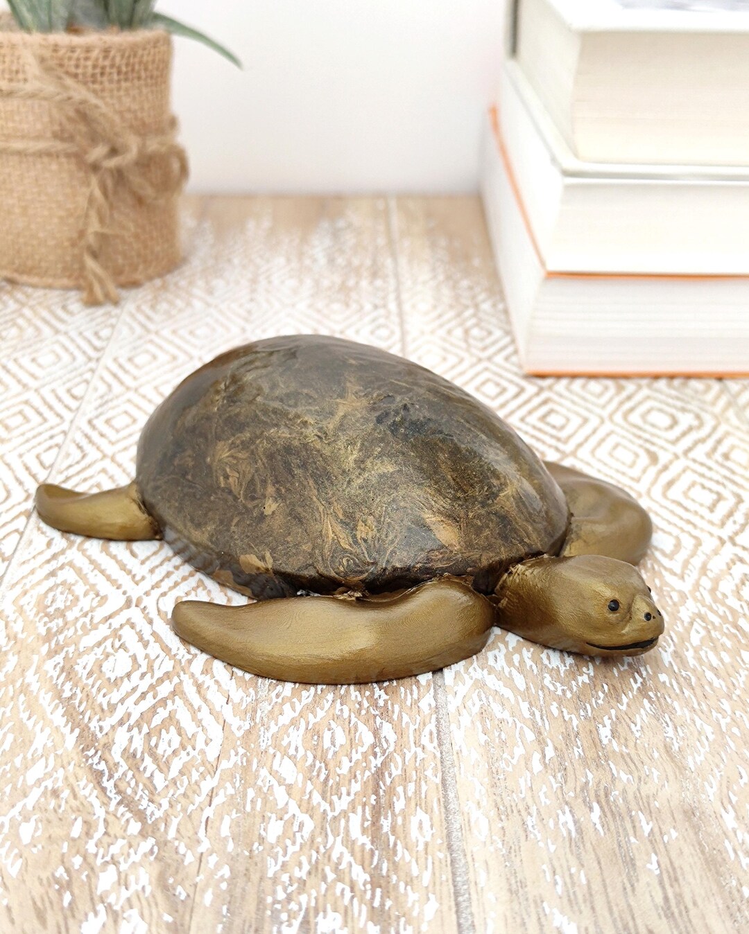 Handmade Golden Turtle Statue, Water Turtle Figure, Sea Animal Decor ...
