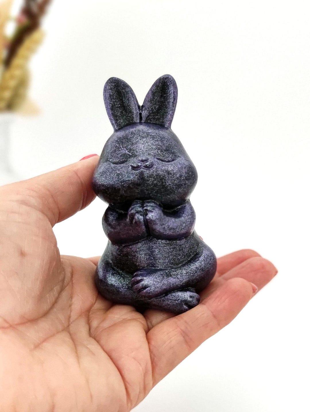 Zen Rabbit Sculpture, Handmade Yoga Bunny Figure, Meditation Rabbit ...